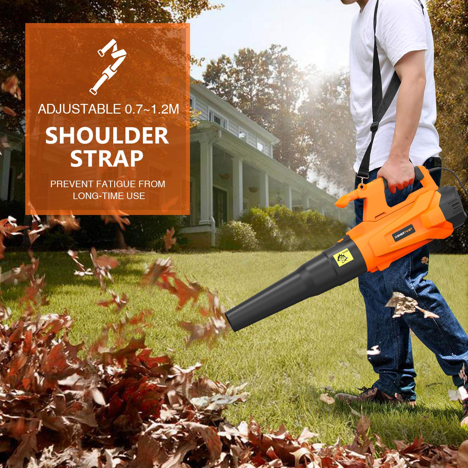 Enertwist Leaf Blower, 15-Amp Corded Electric Leaf Blower 137MPH 607CFM Variable Speed 8000~17000rpm w/ 1.2M Adjustable Shoulder Strap, 10Ft Power Cord, Cord Retention and Auxiliay Handle, ET-LB-1800