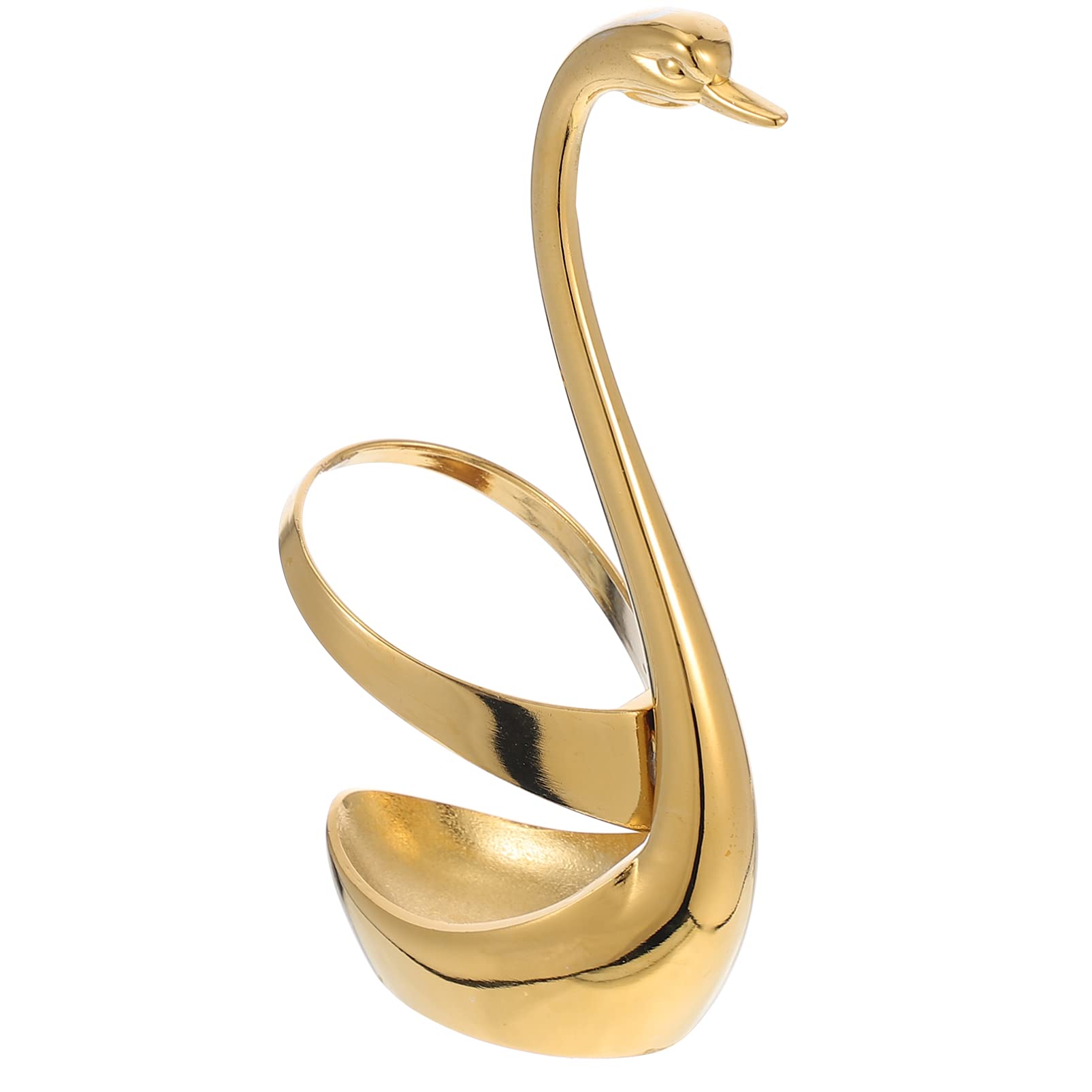 Hemoton Dinnerware Set Spoon Stand Stainless Steel Utensil Holder Fruit Dessert Flatware Swan Base Holder Spoon Organizer for Countertop (Golden) Spoon and Fork Holder Stainless Steel Swan Holder