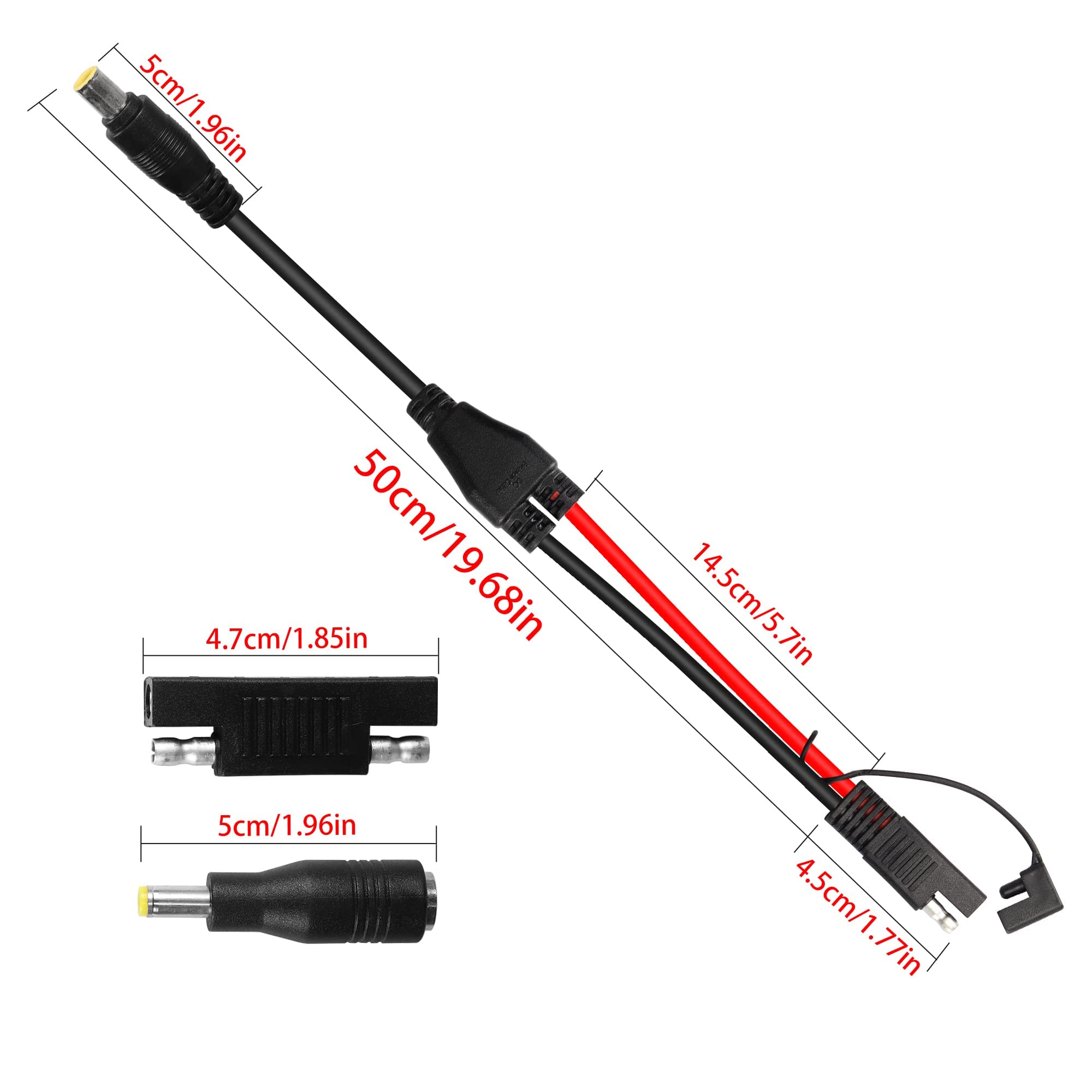 GELRHONR DC 8mm to SAE Extension Cable,14AWG SAE Connector to DC7909 Male Connector for RV & Solar Generator Portable Solar Panel-50cm