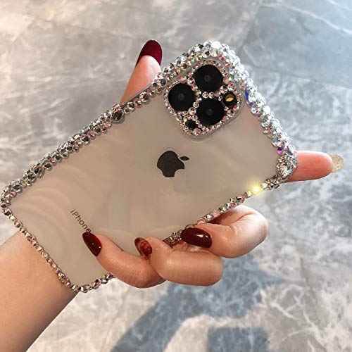 MOSEZA Compatible with iPhone 14 Pro Max Case Luxury Bling Rhinestone Glitter Sparkle Phone Case for Women Girl 3D Diamond Crystal Silicone Clear Protective Case