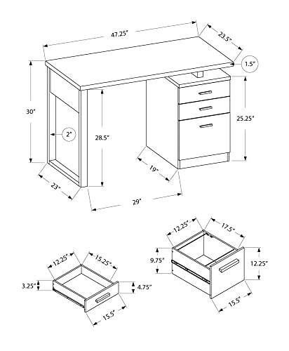 Monarch Specialties 7691 Computer Desk, Home Office, Laptop, Left, Right Set-up, Storage Drawers, 48" L, Work, Laminate, Contemporary, Modern Desk-48 Facing, 47.25" L x 23.5" W x 30" H, Black/Black