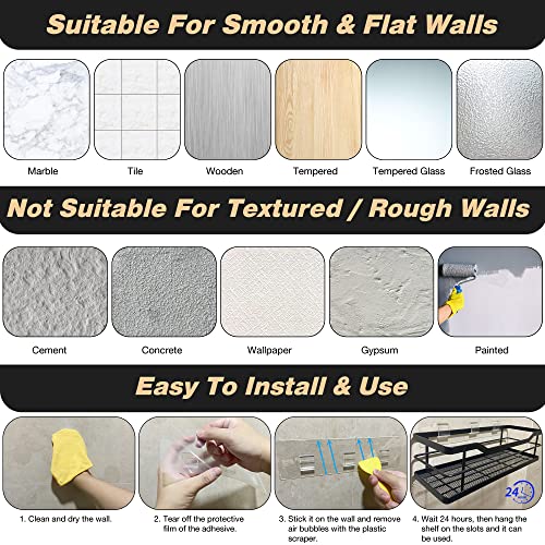RTOGM 3pcs Replacement Adhesives Shower Shelves, Asin: B0BD52JVP2, 2pcs Long Adhesive for Shower Shelves & 1pc Short Adhesive for Soap Holder