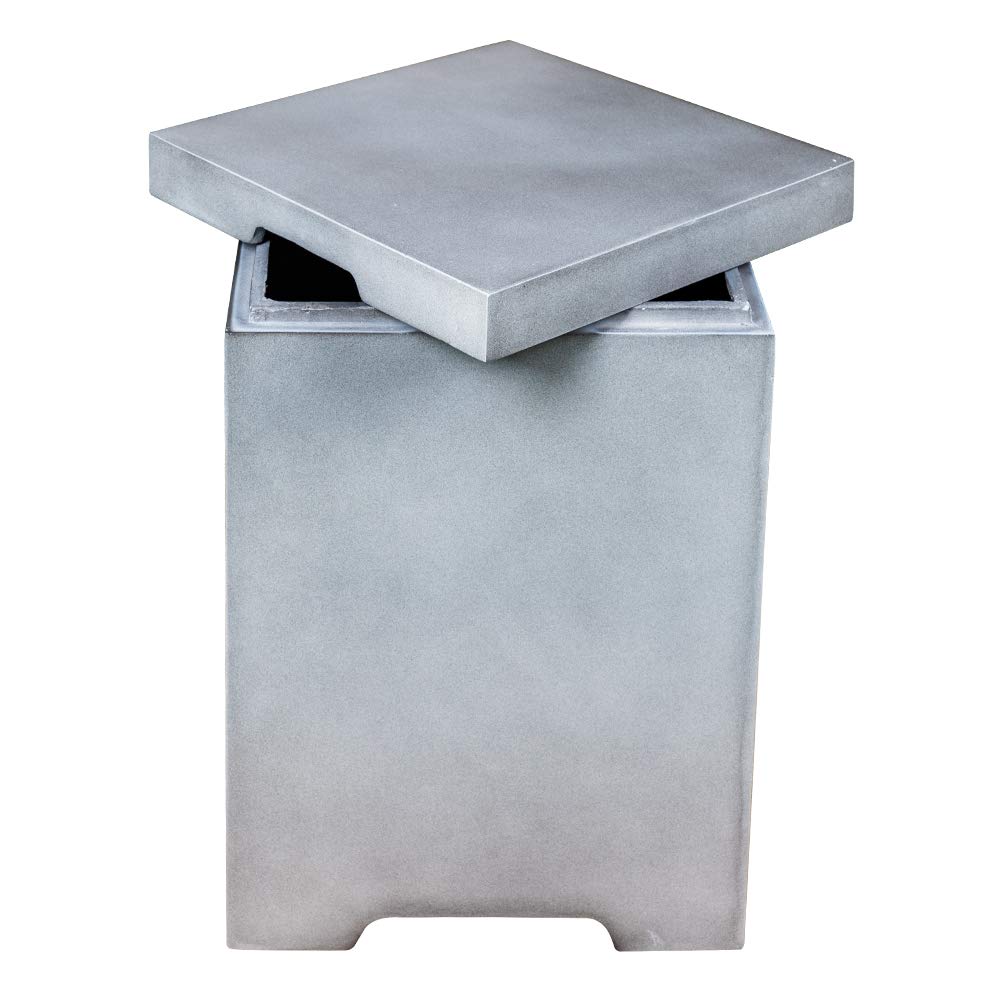 LIMOR Propane Tank Cover Table Hideaway - 16 Inch Grey Propane Gas Tank Hideaway Holder Storage Side Table of 20 Pound Outdoor Box Cover