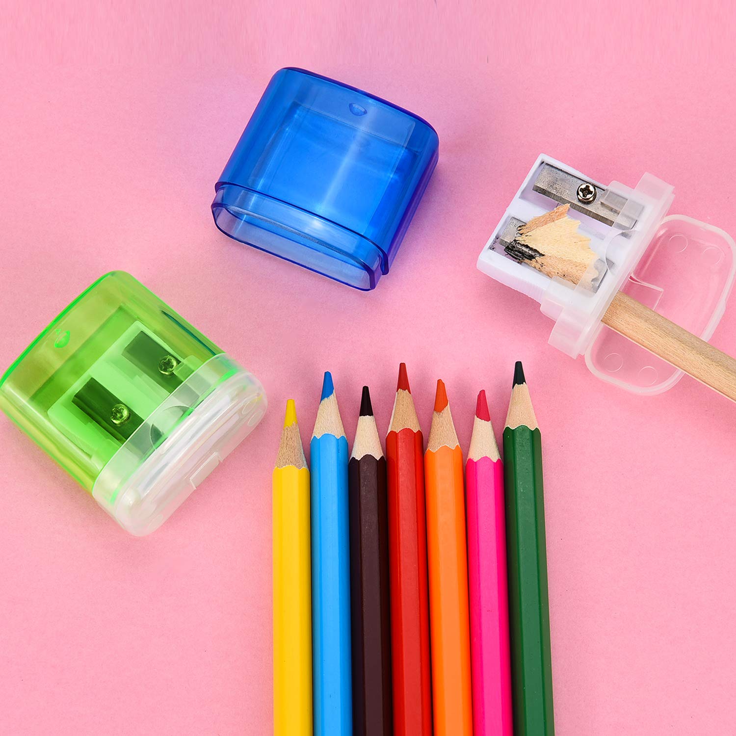 Dual Hole Pencil Sharpener Manual Pencil Sharpeners with Lid for School Home Office Using?12 Pieces?