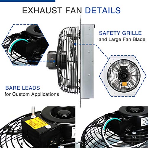 iPower 12 Inch Shutter Exhaust Fan Aluminum High Speed 1620RPM, 940 CFM, Silver (Pack of 1)
