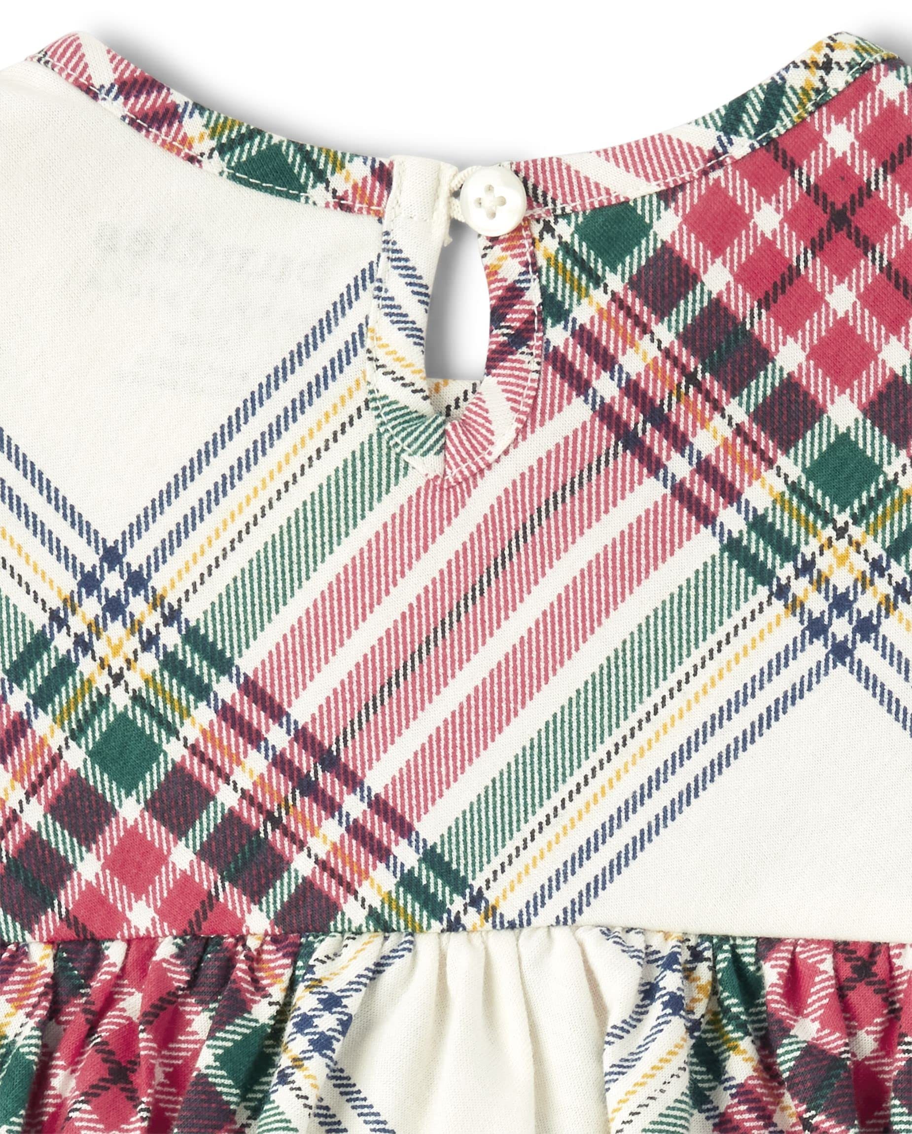 The Children's Place Baby Girls' Long Sleeve 100% Cotton Onesie Bodysuits, Red Plaid/White Stripe, 3-6 Months