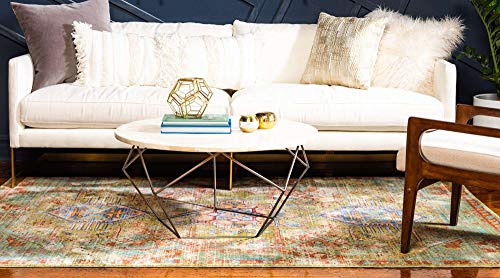 Unique Loom Austin Collection Vibrant Colors, Abstract, Traditional Area Rug, Rectangular 6' 0" x 9' 0", Light Green/Beige