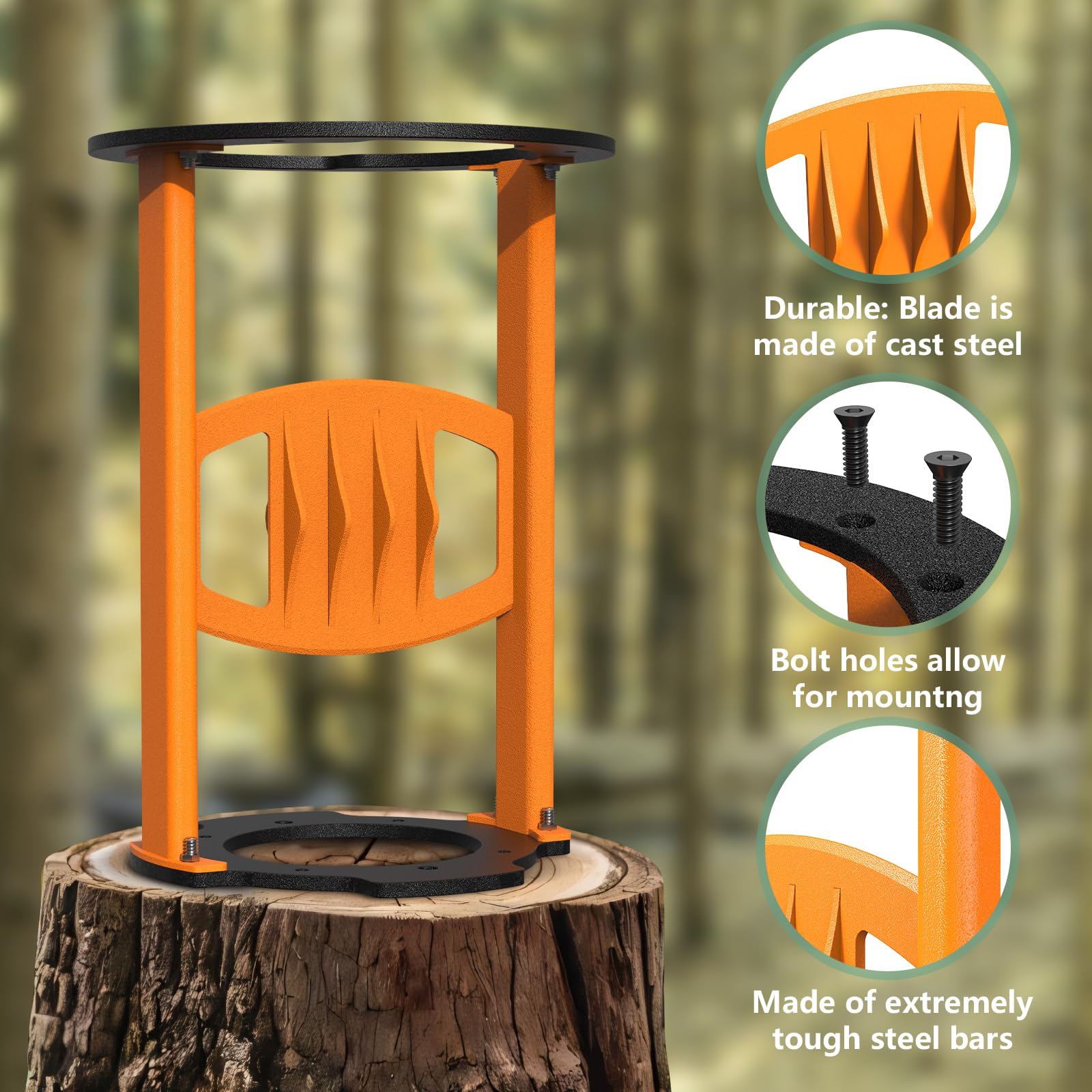 Meoligr Log Wood Splitter with Cast Steel Double-Blade Kindling Cracker, Log Splitters Tools for Firewood, Portable|Sturdy Kindling Splitter 13'' x 17'' (No Hammer)