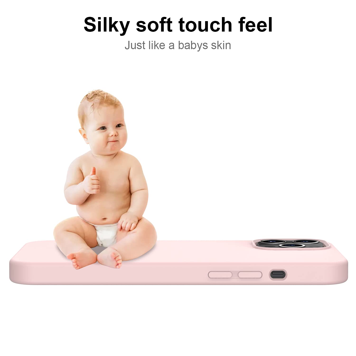 DEENAKIN Compatible with iPhone 13 Pro Max Case with Screen Protector,Soft Flexible Silicone Gel Rubber Bumper Cover,Slim Fit Shockproof Protective Phone Case for Women Girls 6.7" Light Pink