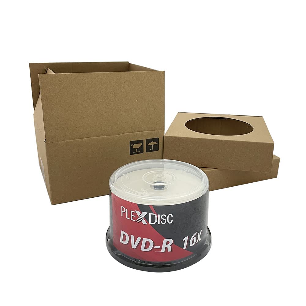 PlexDisc TY Series DVD-R 16X 4.7GB White Inkjet Hub Printable Blank Discs β 50 Pack Cake Box (FFP), Writable and Recordable Media for Data, Video, and Audio