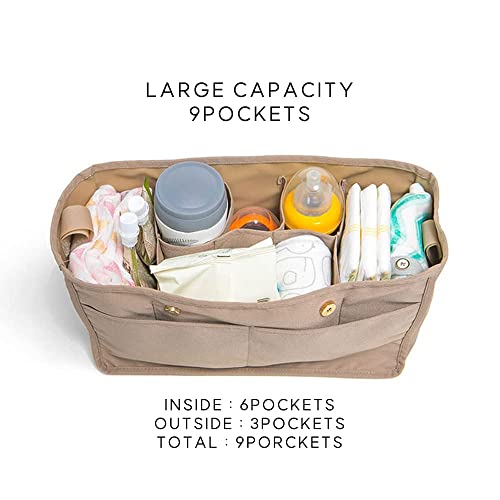 enreve Purse Organizer Insert, Bag Handbag Tote Organizer, Diaper bag, Bag in Bag for Longchamp and More (BEIGE)