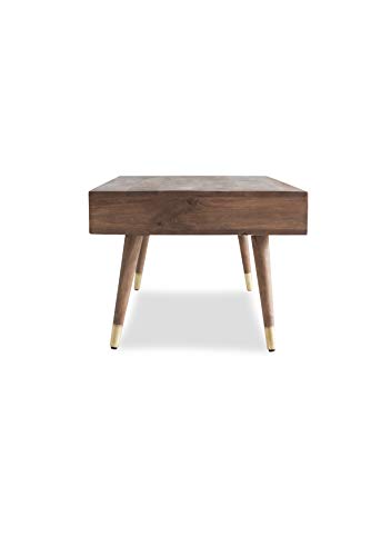 Edloe Finch Solid Wood Coffee Table Beehive Honeycomb Design Drawer Gold Tips Honey