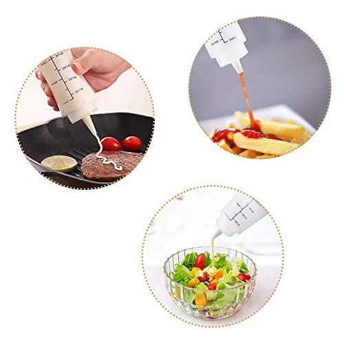 Haawooky 15 Pack 8oz Plastic Scale Squeeze Bottle,Clear Condiment Squeeze Bottles,Squirt Bottles with Red Tip Cap for Ketchup,BBQ,Sauces,Art and Crafts