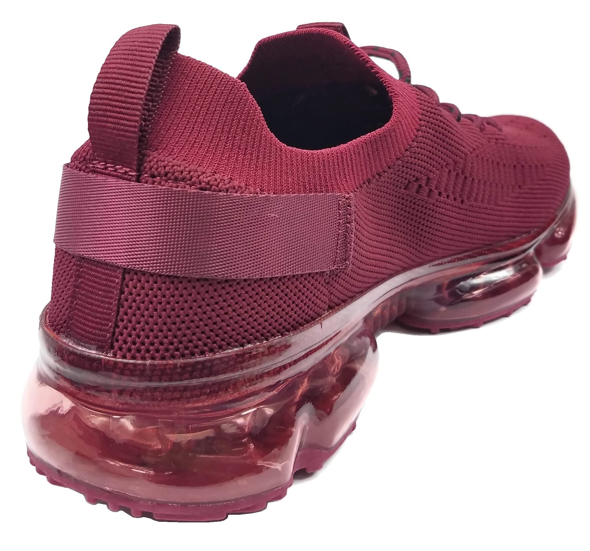 Forever Link Womens Air Cushion Fashion Sneakers Breathable Knit Comfortable Lightweight Walking Shoes, Burgundy, 8