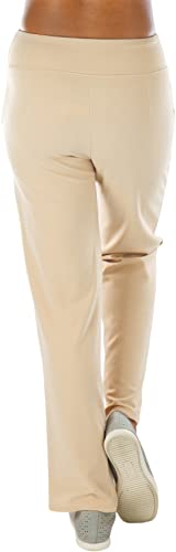 ToBeInStyle Women's High Waist Boot-Cut Two Pockets Thicker Waistband Dress Pants - Khaki - L