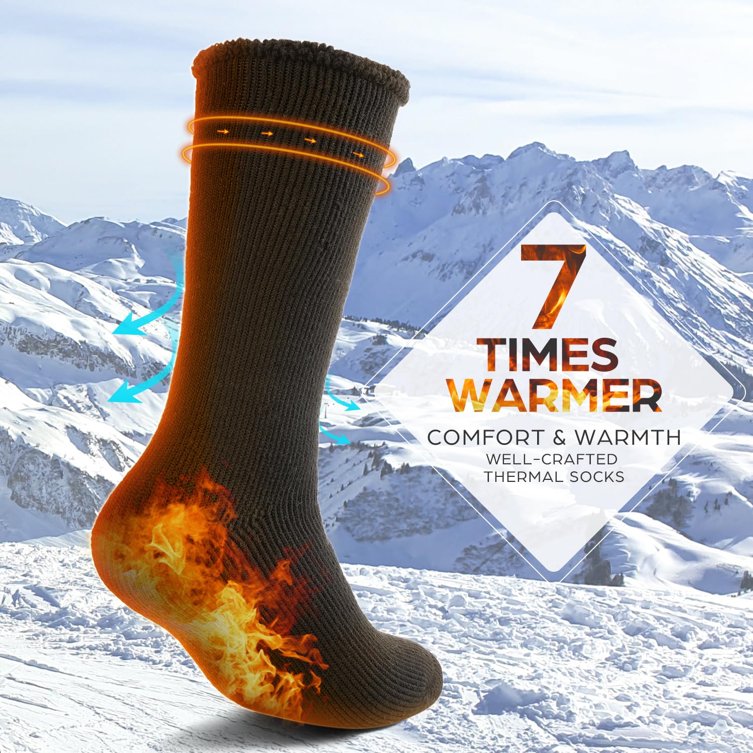 DG Hill Thermal Socks Men - Winter Sock for Cold Weather Warm Socks - Snow Socks Thick Long Thermal Sock for Hunting