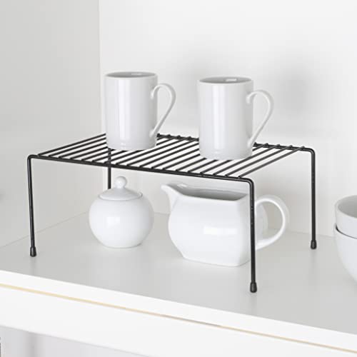 Smart Design Classic Storage Shelf – Medium (8.5 x 13.25 in.), Black – Steel Pantry Organizer with Rust-Resistant Finish and Non-Slip Feet for Easy Home Organization and Storage