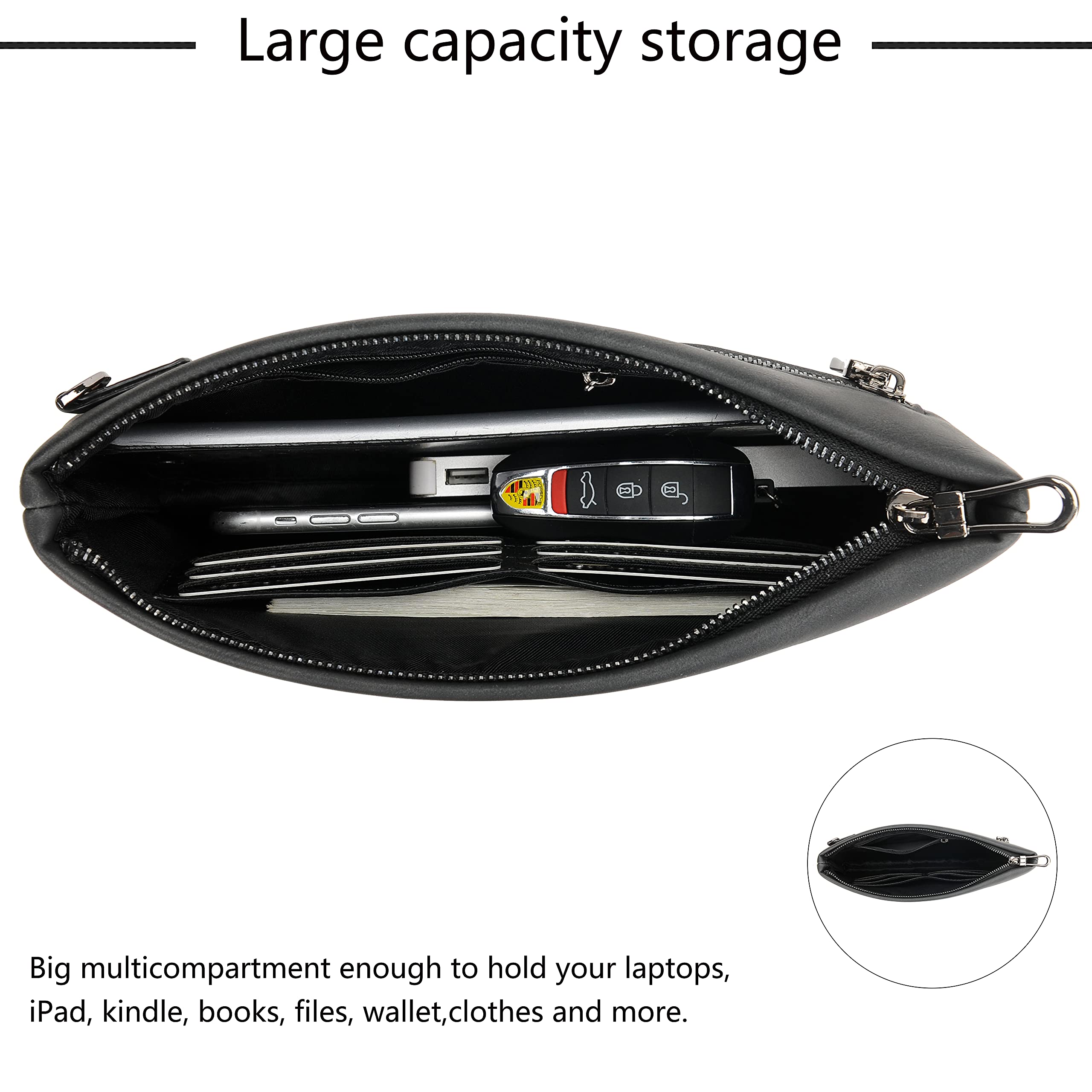 FSD.WG Mens Clutch Bag Man Purse Handbag 12 inches Large Hand Bag Big Clutch Wallet 3 COLOR