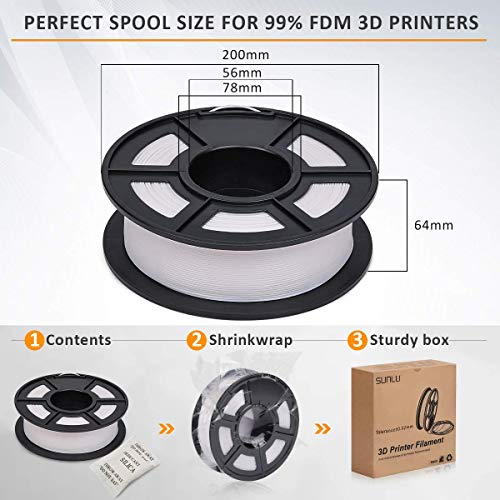 Upgraded Dryer Box of 3D Printer Filament, SUNLU 3D Filament Dryer Box S1, LA Filament 1.75 mm Dimensional Accuracy +/- 0.02 mm, 1 KG Spool, PLA White