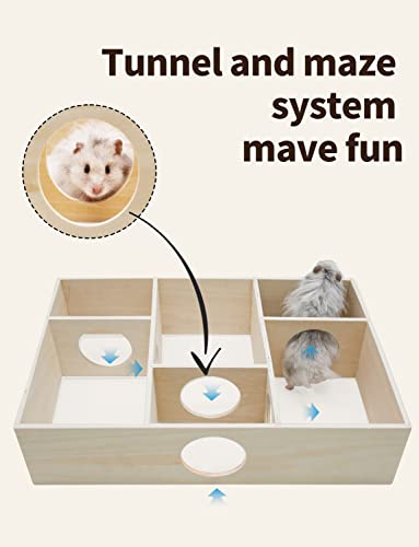 Rubor Multi-Chamber Hamster House Maze, Hamster Hideout Small Pets Woodland House Habitats Decor, Hamster Tunnels Activity Hamster Burrow for Hamster Mice Gerbils Lemming