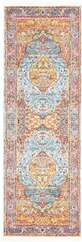 Unique Loom Baracoa Collection Area Rug - Miramar (2' 2" x 6' 1" Runner, Light Blue/ Blue)