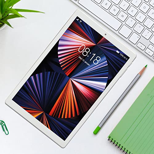 HD Tablet, 10in Tablet PC, Dual SIM Tablet Gaming Tablet, 4G RAM 64G ROM 128G Expansion IPS Screen, for Study Writing Playing Support GPS G Sensor (US Plug)