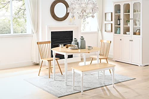 MUSEHOMEINC Farmhouse Folding Dinning Table, Round Table, Dinning Tables for Small Spaces,Drop Leaf Extendable Oval Top Kitchen Table,Space Saving Kitchen Table Dining Room,Living Room