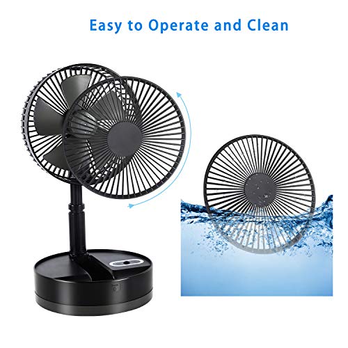 Upgraded Oscillating Fan Height Adjustable Folding and Portable Fan Rechargeable Battery Operated Fan with 4 Speeds Strong Wind for Home Office Travel, Camping, Battery Powered Fan 10800mAh(8.5-33.5h)