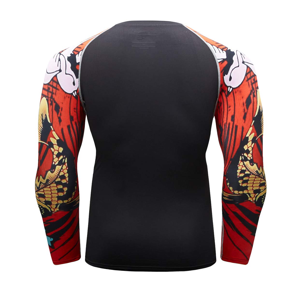 Fanii Quare Men's Soft Fit Long Sleeve Workout Rashguard Cool Dry Compression Fitness Shirt Red Skull XL