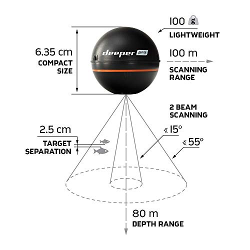 Deeper PRO Smart Sonar Castable and Portable Smart Sonar WiFi Fish Finder for Kayaks and Boats on Shore Ice Fishing Fish Finder