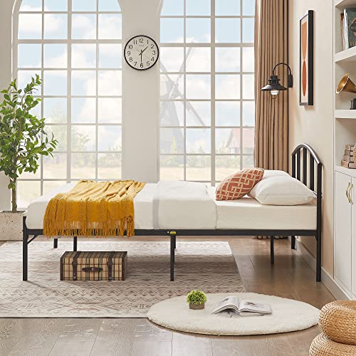 VECELO Full Bed Frame with Headboard and Footboard, 14 Inch Metal Platform Mattress Foundation, Sturdy Premium Steel Slat/No Box Spring Needed