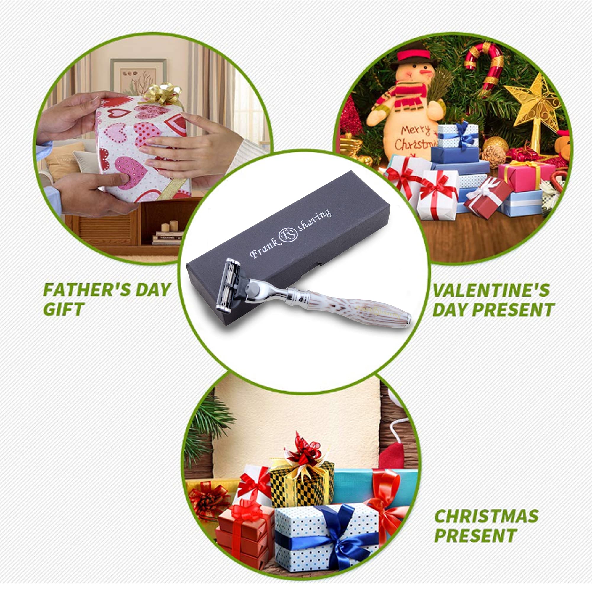 Frank FS shaving Shaving Razor for Men,3 Blade Razor with Handle Beard Body Hair Razors Gift for Boyfriend Father