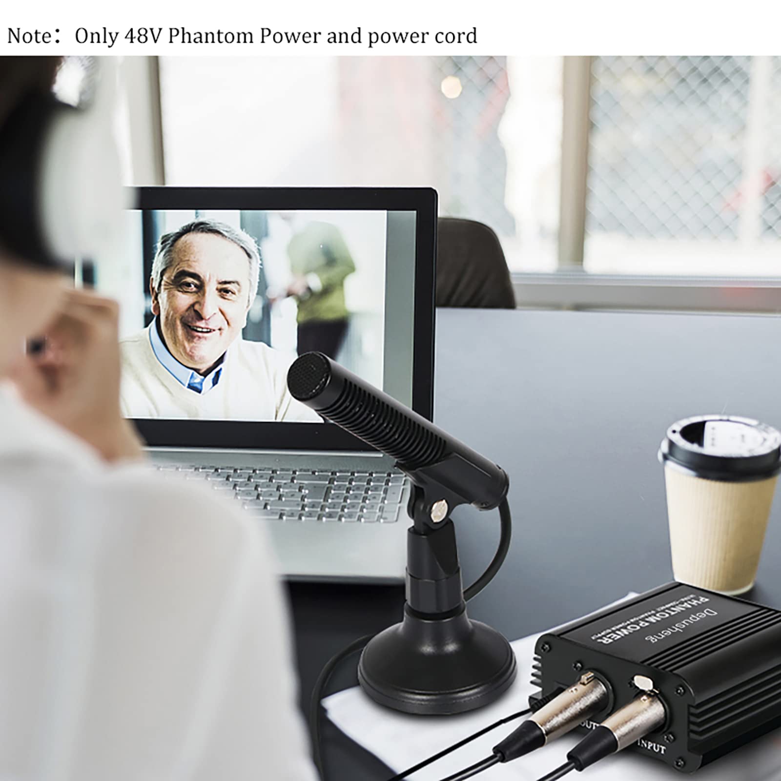 Depusheng USB 1- Channel 48V Phantom Power Supply w/Adapter XLR Audio Cable for Condenser Micro Microphone Music Equipment