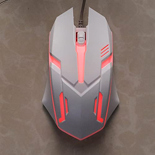Hilitand Wired Mouse,1000 DPI,3 Keys,Ergonomic USB Gaming Office Business, Luminous Optical Computer Laptop Mouse Mice,with Game‑Level Sensor, for Game(White)
