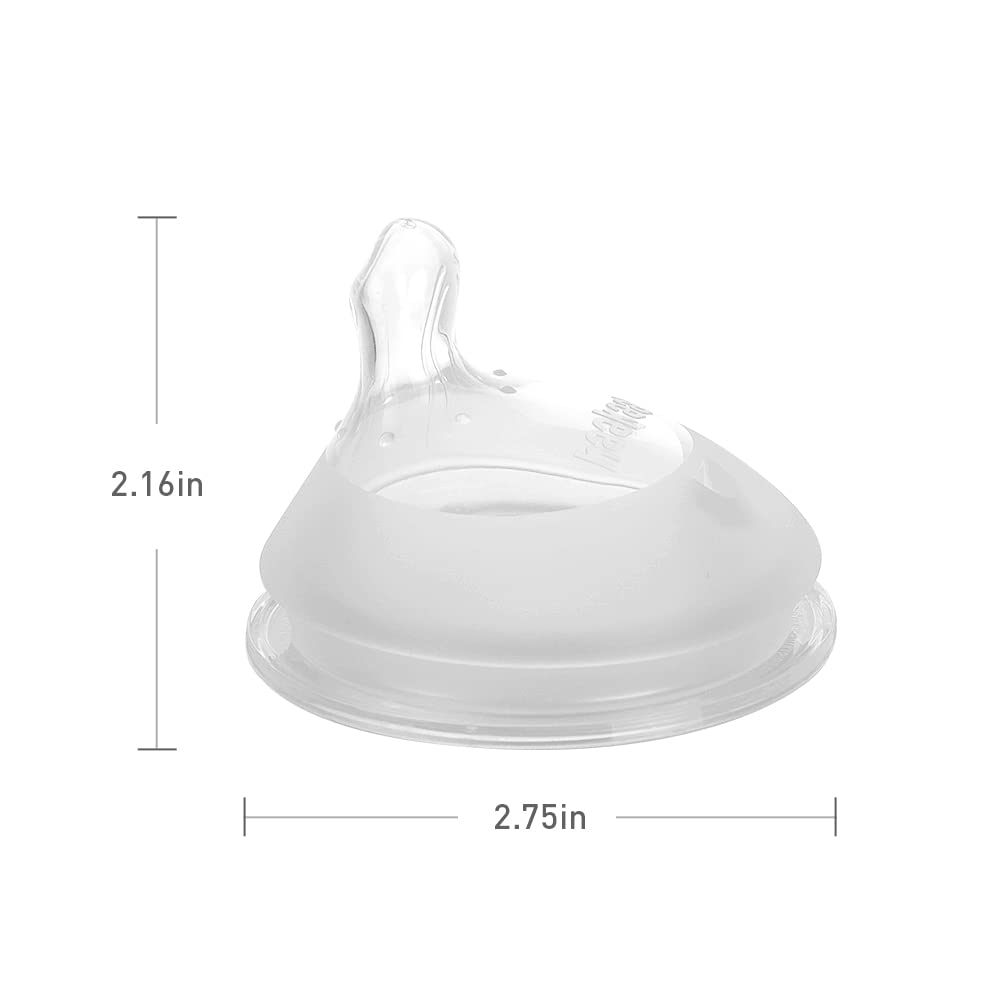 haakaa Silicone Baby Bottle Nipple, Bottle Nipple with Anti-Colic Teat,Medium Flow, 3M+, 2pcs