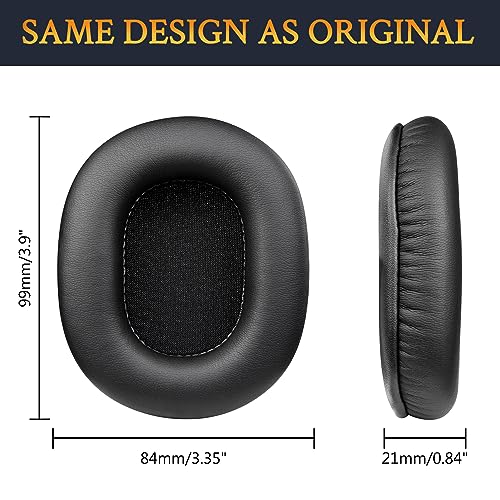 SOULWIT Earpads Replacement for Audio Technica ATH M50X M50XBT M50RD M40X M30X M20X MSR7 SX1 Monitor Headphones, Ear Pads Cushions with Softer Protein Leather, High-Density Memory Foam - Black