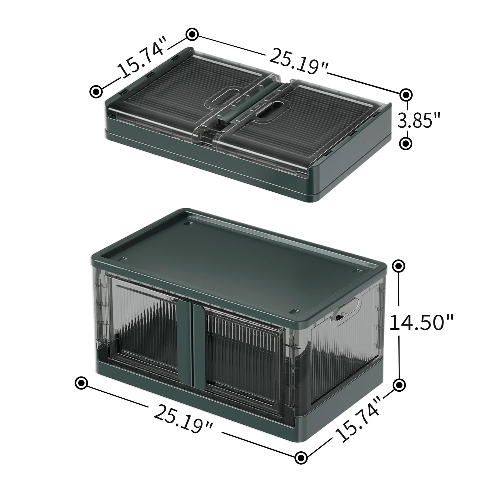 HAIXIN Stackable Storage Bins, 19 Gal Sink Organizer, Collapsible Storage Containers, Storgae Bins with Lids and Wheels, 1 Pack