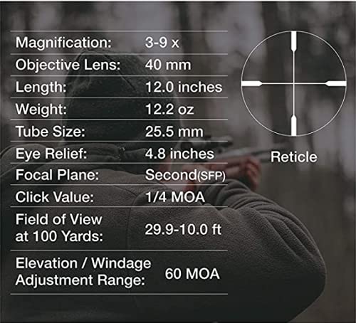 Edenberg 3-9x401-inch Tube Rifle Scope for Hunting and Tactical Shooting 100% Waterproof Fogproof Shockproof Construction with Wide Filed of View
