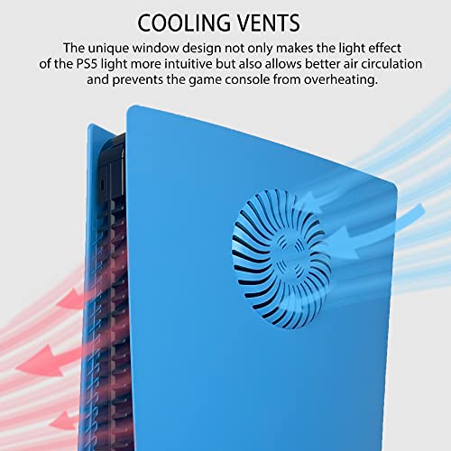 PS5 Faceplate with Cooling Vents and Dust Filter for Disc Edition DOBEWINGDELOU PS5 Face Plate Console Cover Replacement Side Plate Shell Dustproof Accessories ABS Case Blue