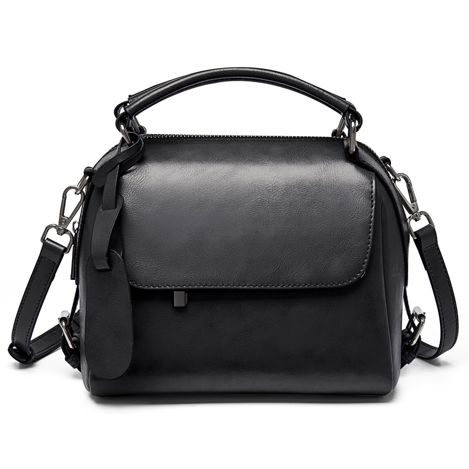 FOXLOVER Vintage Genuine Leather Crossbody Bags for Women Ladies Mini Shoulder Bag