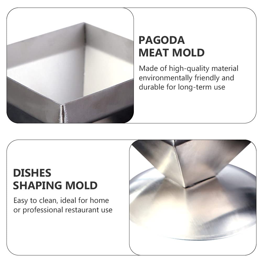 Hemoton Stainless Steel Pyramid Mold Cake Food Mold Stuffed Meat Shape Form Rice Shaper Metal Serving Plate for Home Restaurant Kitchen Size