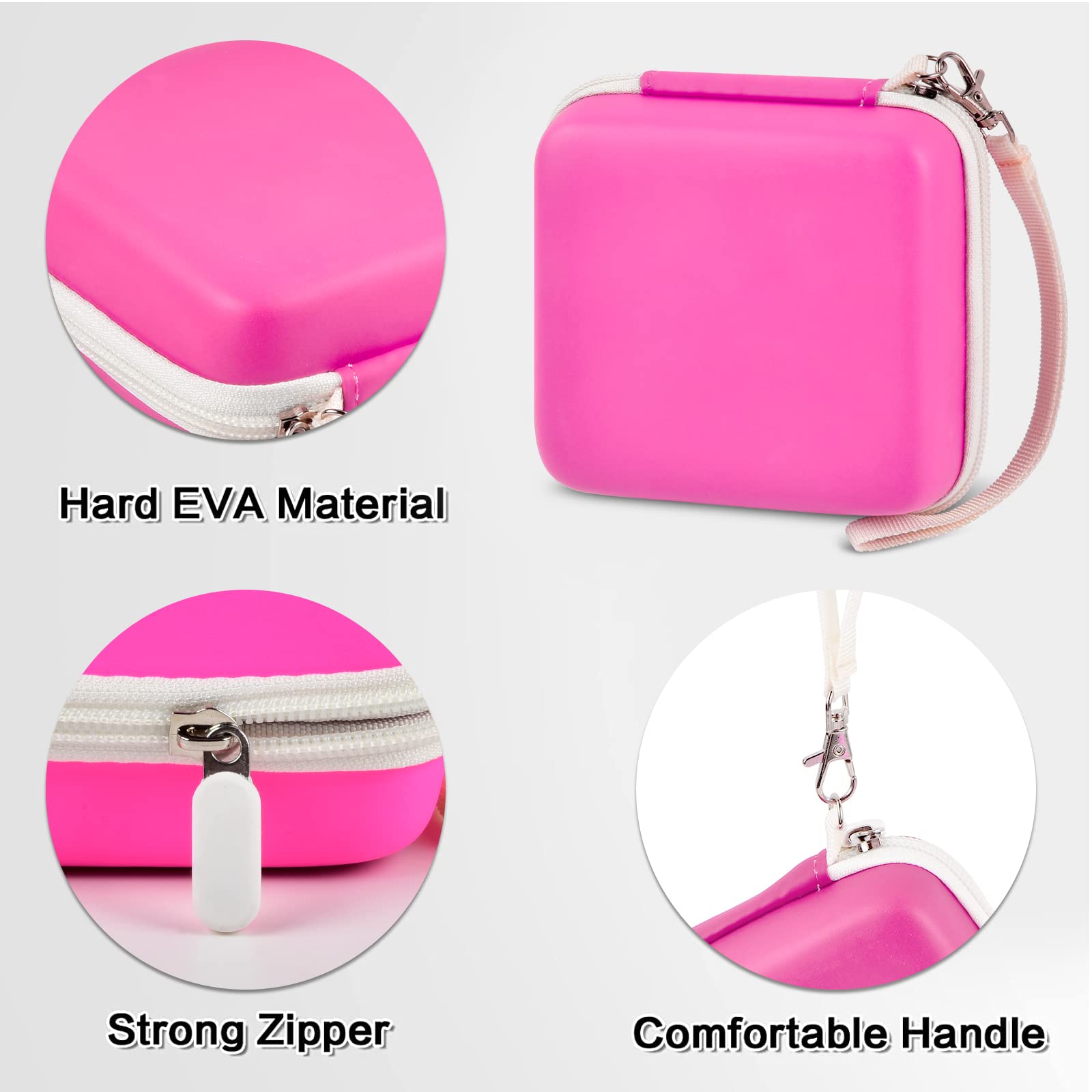 Kid Toy Camera Case for VTech Kidizoom Creator Cam Video Camera, Hard Travel Carrying Storage with Accessories Pocket - Pink