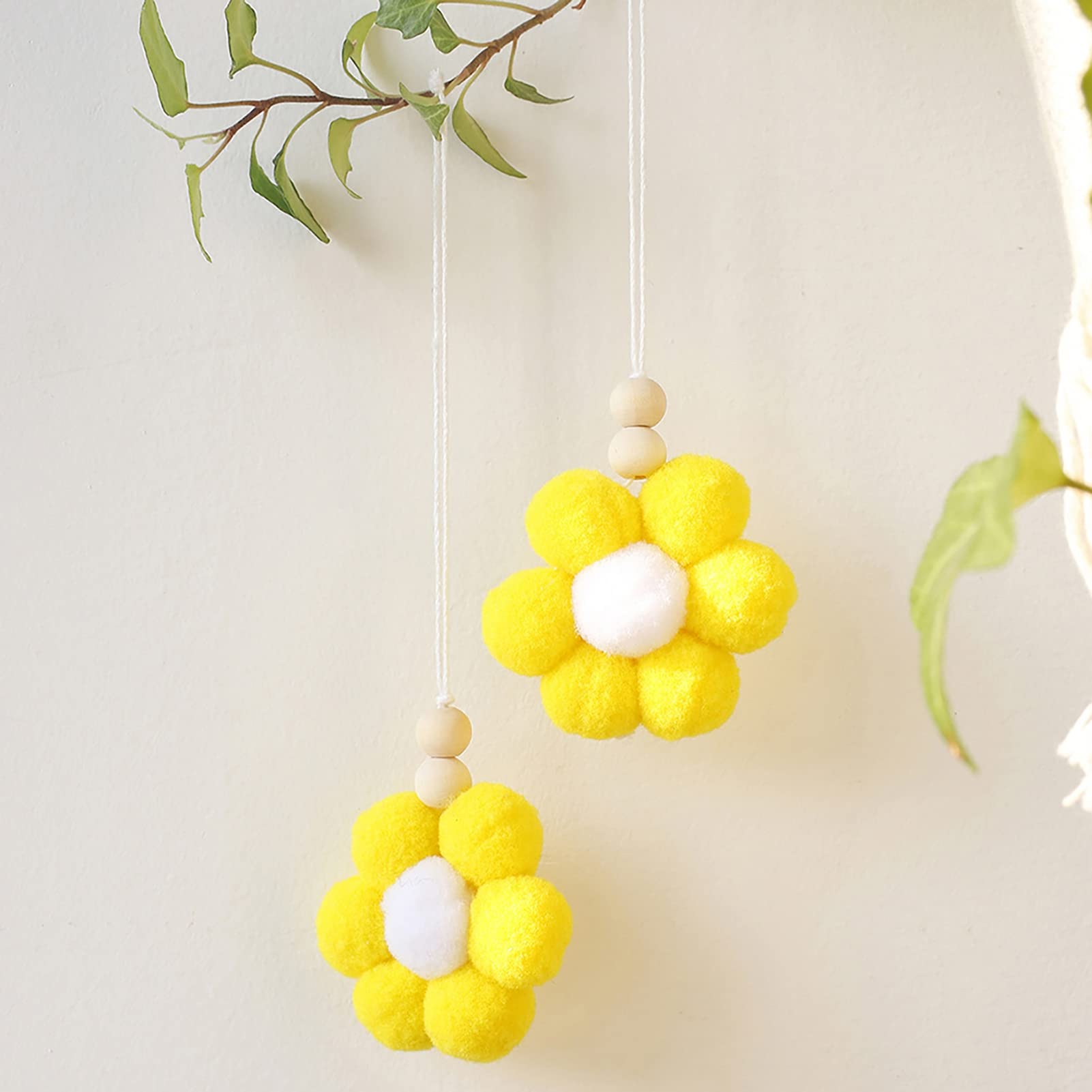 KOqwez33 Flower Pendant Classic Handmade Flower Ornament Nice-Looking Furn Ball Yellow