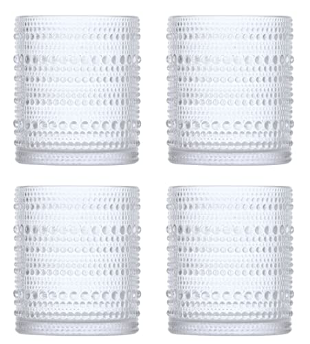 Fortessa Jupiter Vintage Glassware Collection, Double Old Fashioned Cocktail Glass 4 Pack, Clear, DOF 4 Pack (10 Ounce)
