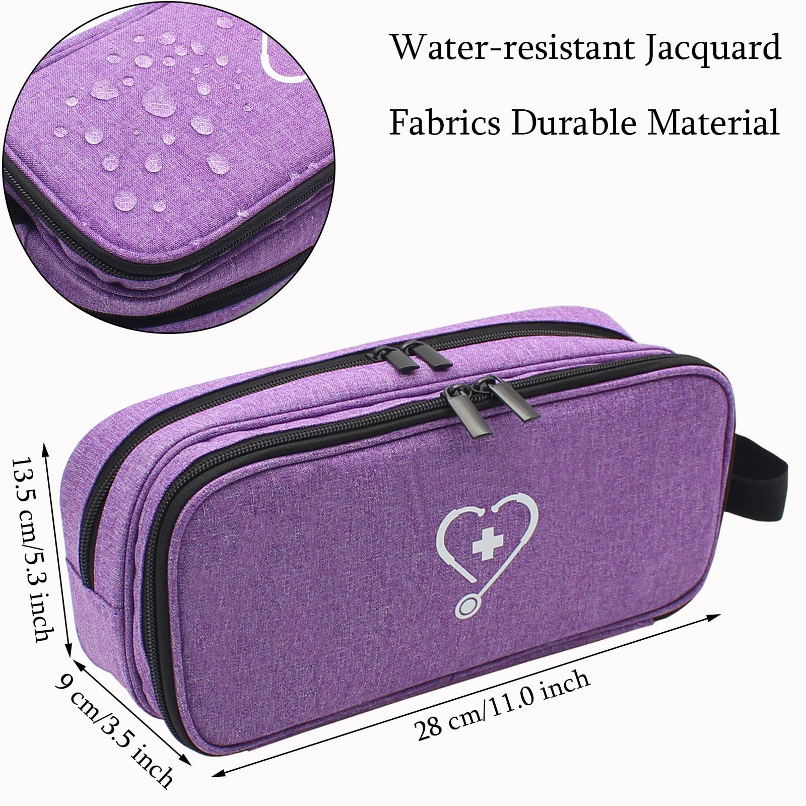 Stethoscope Case for Nurses,Large Double Layer Stethoscope and BP Cuff Case for Littmann Classic III/Cardiology IV/MDF/ADC Stethoscope Accessorie (Purple)