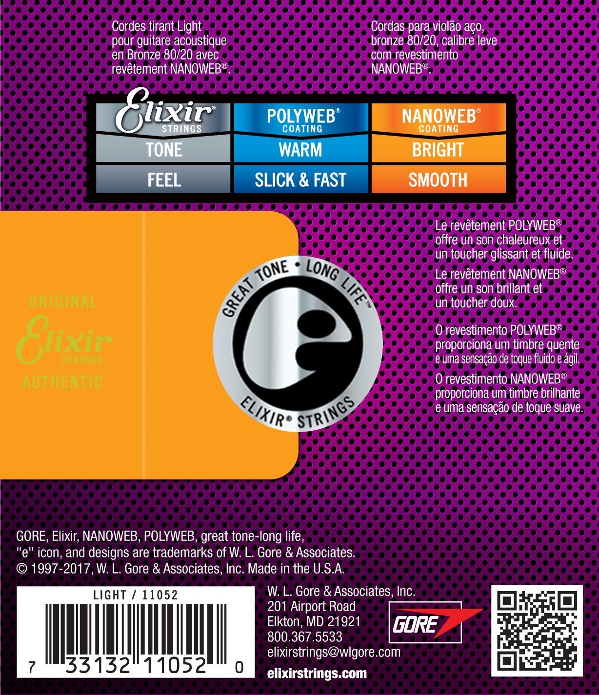 Elixir 11052 Nanoweb Acoustic Guitar Strings Set (6-Strings)