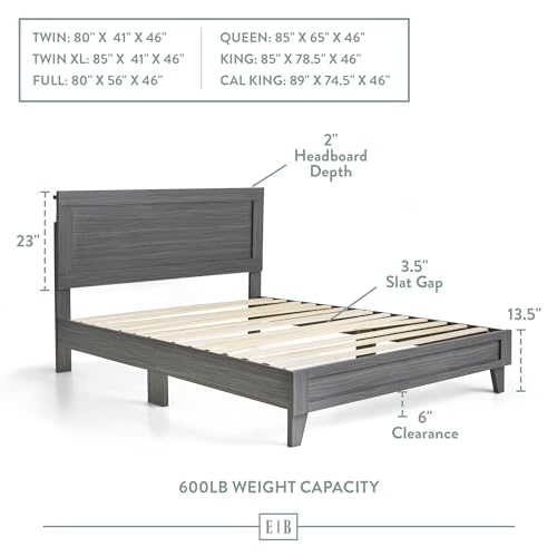 Edenbrook Delta Bed Frame, Burnt Driftwood with 10 Inch Gel Infused Memory Foam Mattress, Queen
