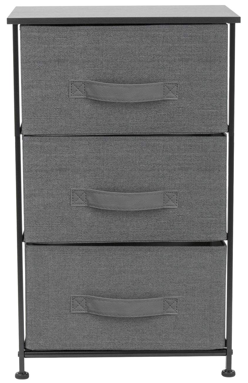 Sorbus Nightstand with 3 Drawers - Bedside Furniture & Night Stand End Table Dresser with Steel Frame, Wood Top, Easy Pull Fabric Bins for Home, Bedroom Accessories, Office & Dorm
