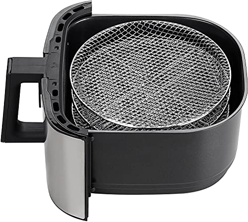 GoWISE USA 7-Quart Air Fryer & Dehydrator Max Steel XL- with Touchscreen Display with Stackable Dehydrating Racks with Preheat & Mute Functions + 100 Recipes (Stainless Steel)
