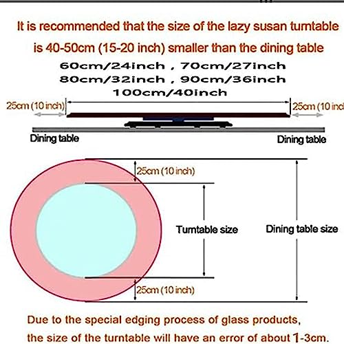 Generic Large Glass Lazy Susan Turntable 60/70/80/90/100cm Round Rotating Dining Table Serving Tray Aluminum Base, Thick & Durable, Easy To Clean Smooth Spin (Color : Brown/TAN, Size : 60 cm (24 in)